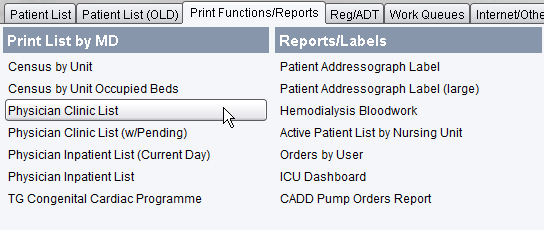 MDs - Printing Physician Clinic List