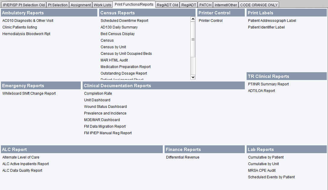 RPT - Print Functions/Reports