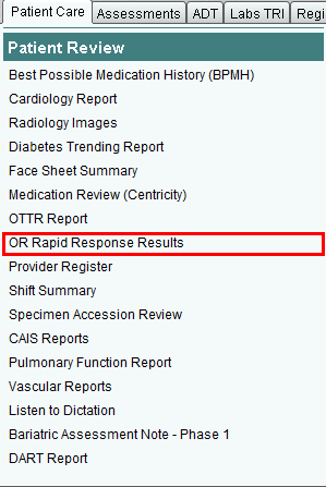 RPT - OR Rapid Response Results