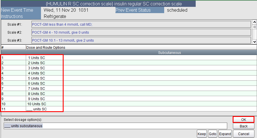MAR - Insulin Correction Scale